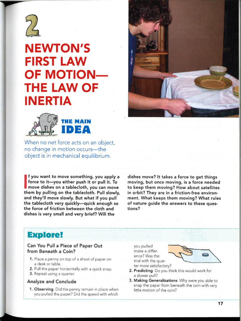 Hewitt Chapter 2 Newton's First Law of Motion The Law of Inertia | PDF