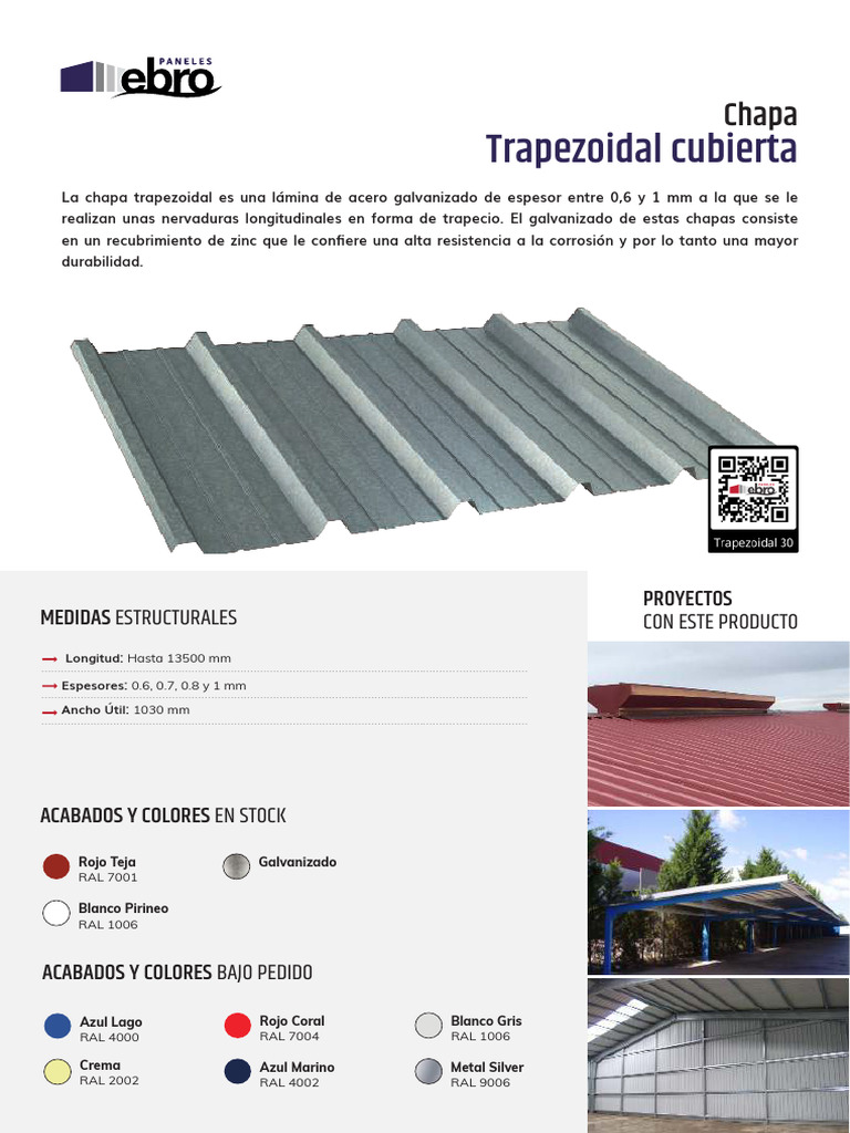 Descargar Chapa Trapezoidal Cubierta 30 206 Ficha Tecnica | PDF ...