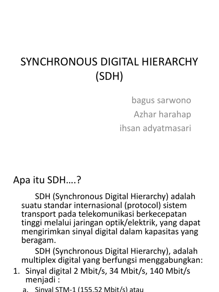 Synchronous Digital Hierarchy (SDH) | PDF