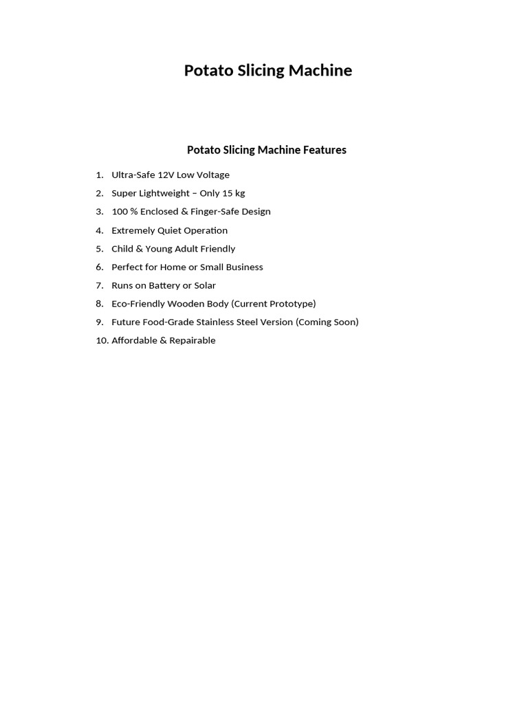 Potato Slicing Machine | PDF