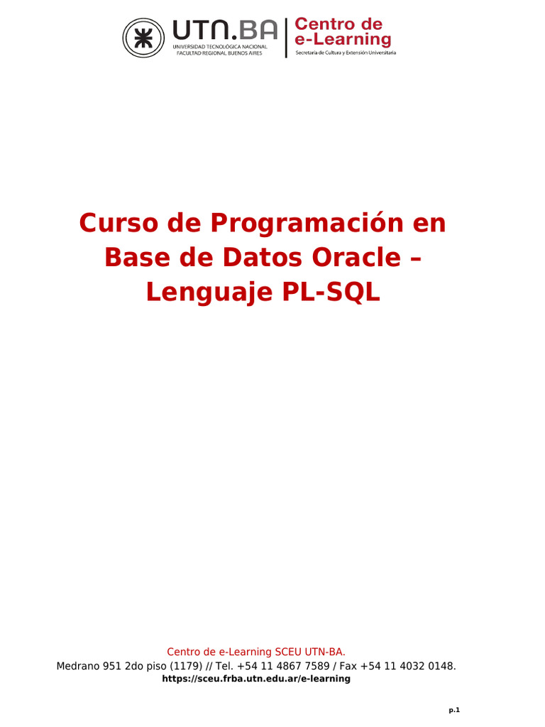 Curso de Programación en Base de Datos Oracle - Lenguaje PL-SQL | PDF ...