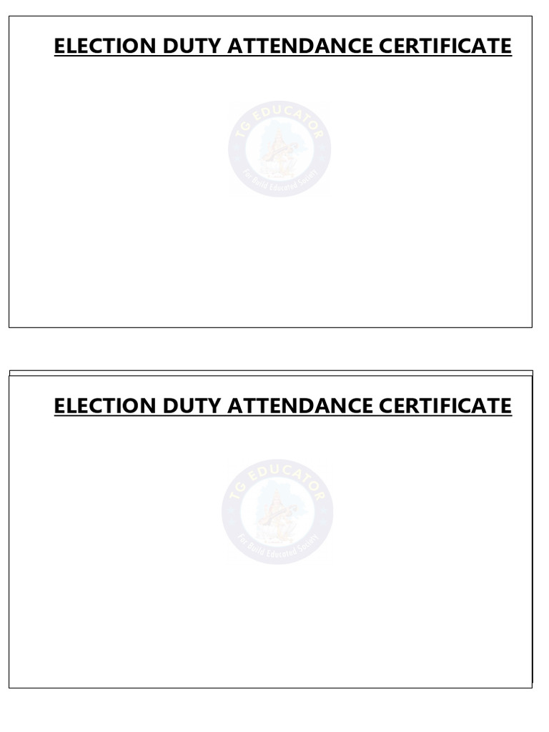 Election Duty Attendance Certificate 2025 | PDF