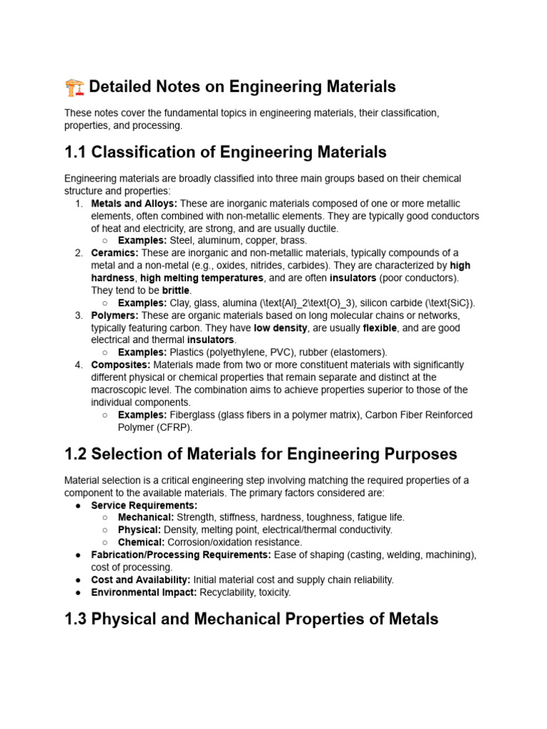Engineering Materials Overview Guide | PDF | Heat Treating | Cast Iron