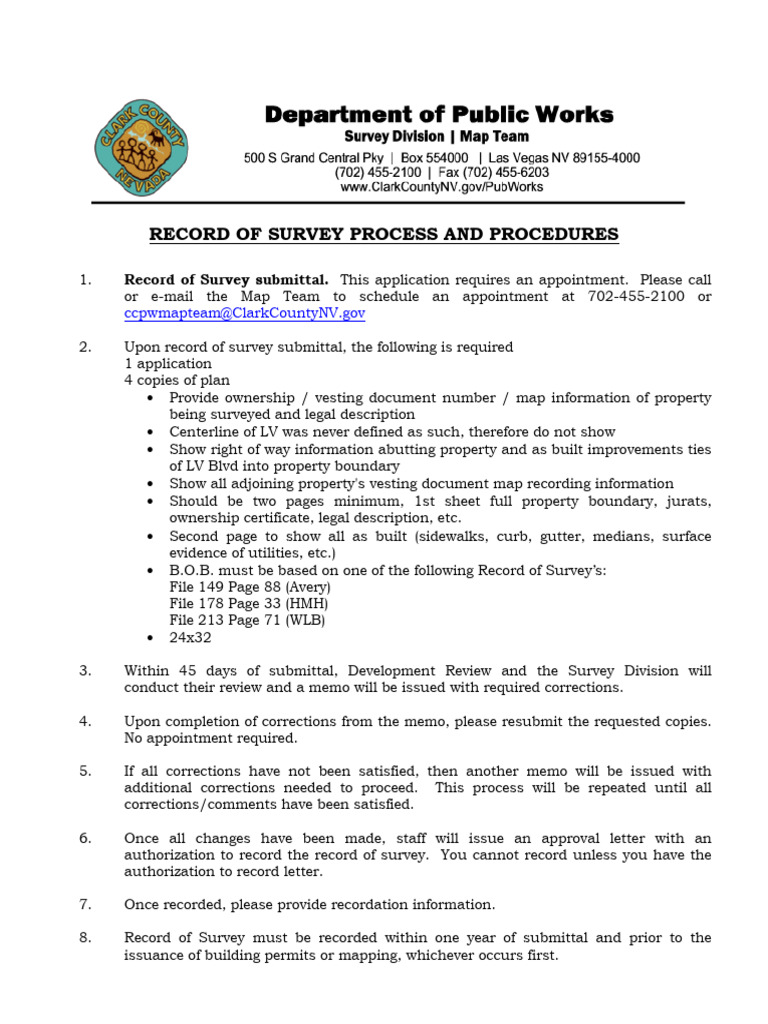 Record of Survey Process and Procedures | PDF