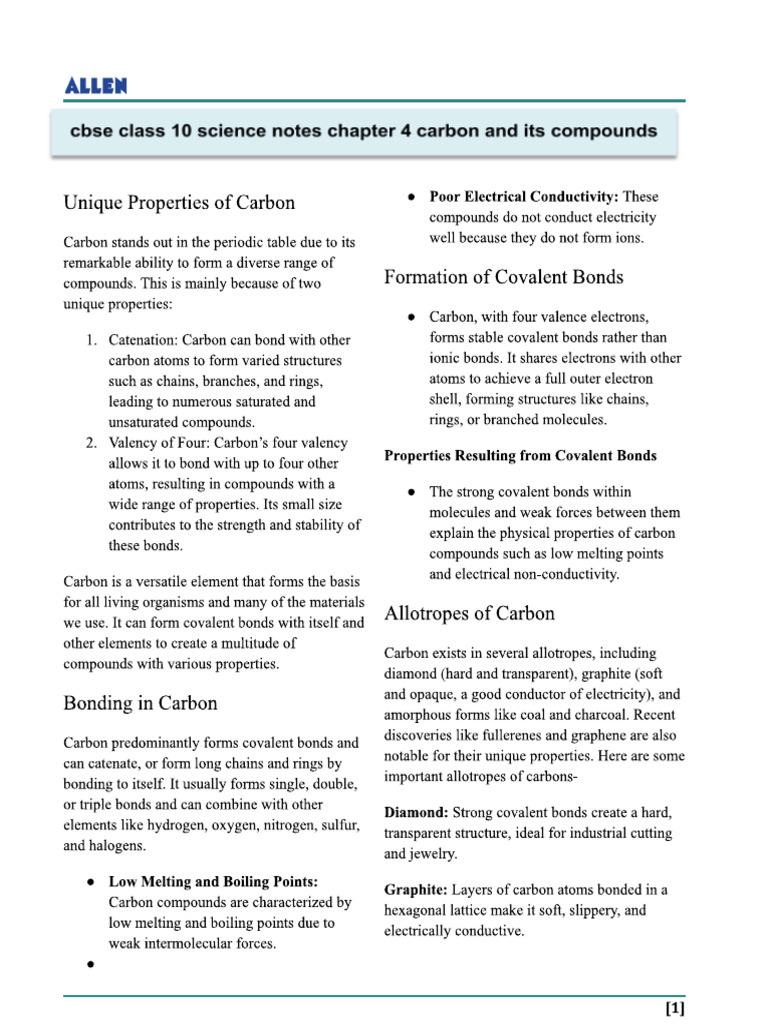 Ch.4-Carbon & Its Compounds | PDF