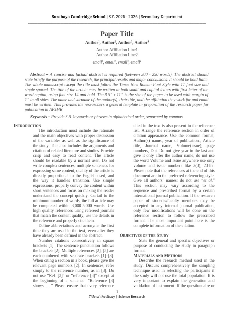 IMRAD Research_TEMPLATE | PDF | Citation | Abstract (Summary)