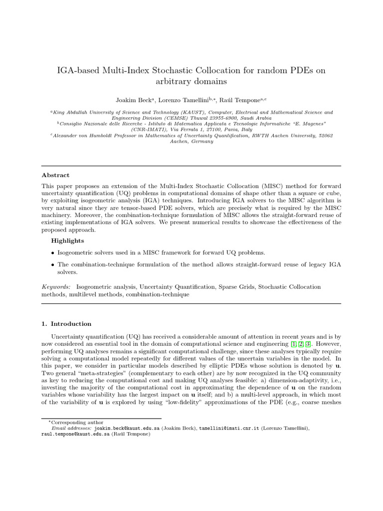 IGA-Enhanced MISC for Random PDEs | PDF | Partial Differential Equation ...