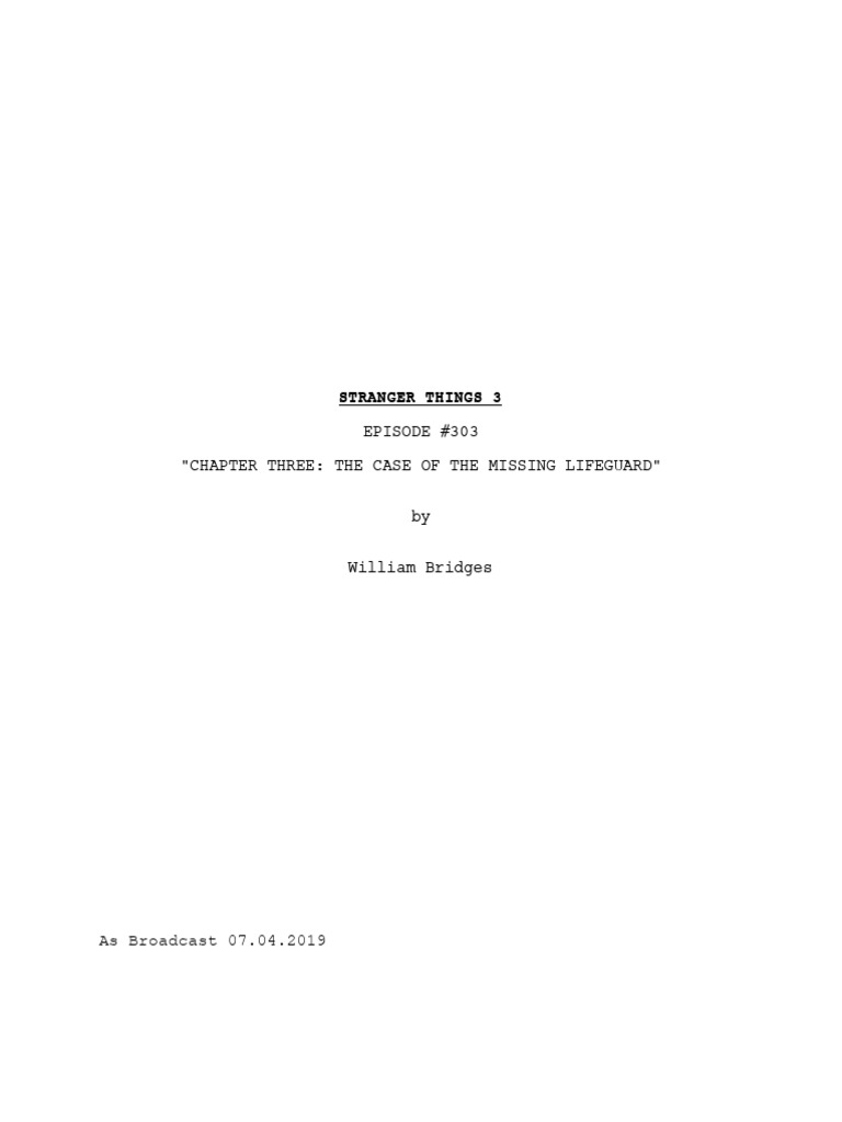 Stranger Things 3: Missing Lifeguard Episode | PDF