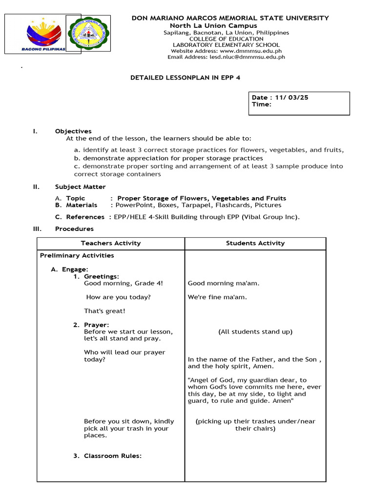 Final Lesson Plan Epp | PDF | Vegetables | Onion