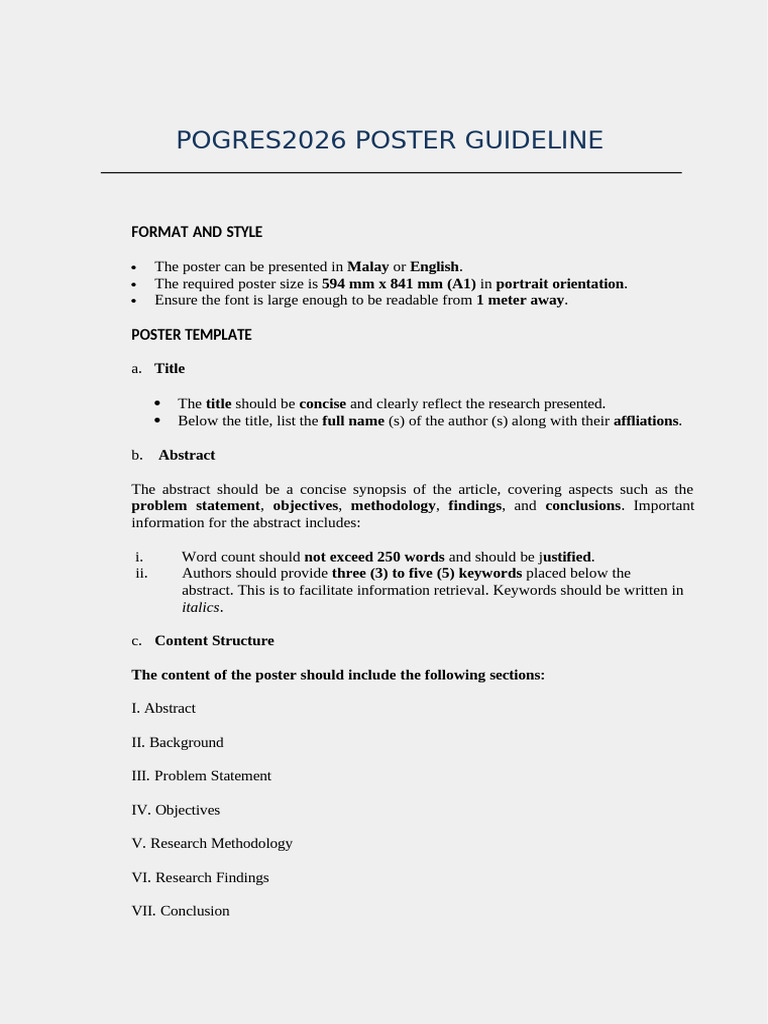 POGRES2026 Poster Submission Guidelines | PDF