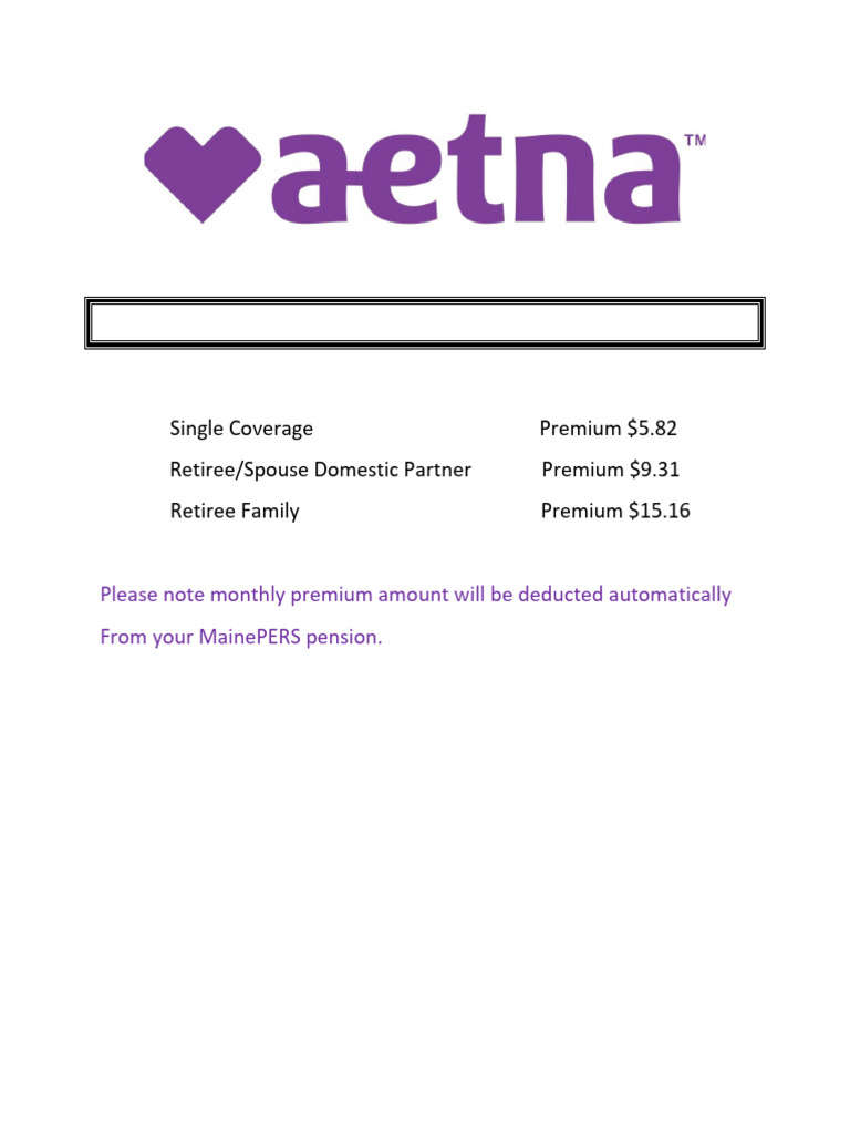 Aetna Vision Premium Rates 2025-2026 | PDF