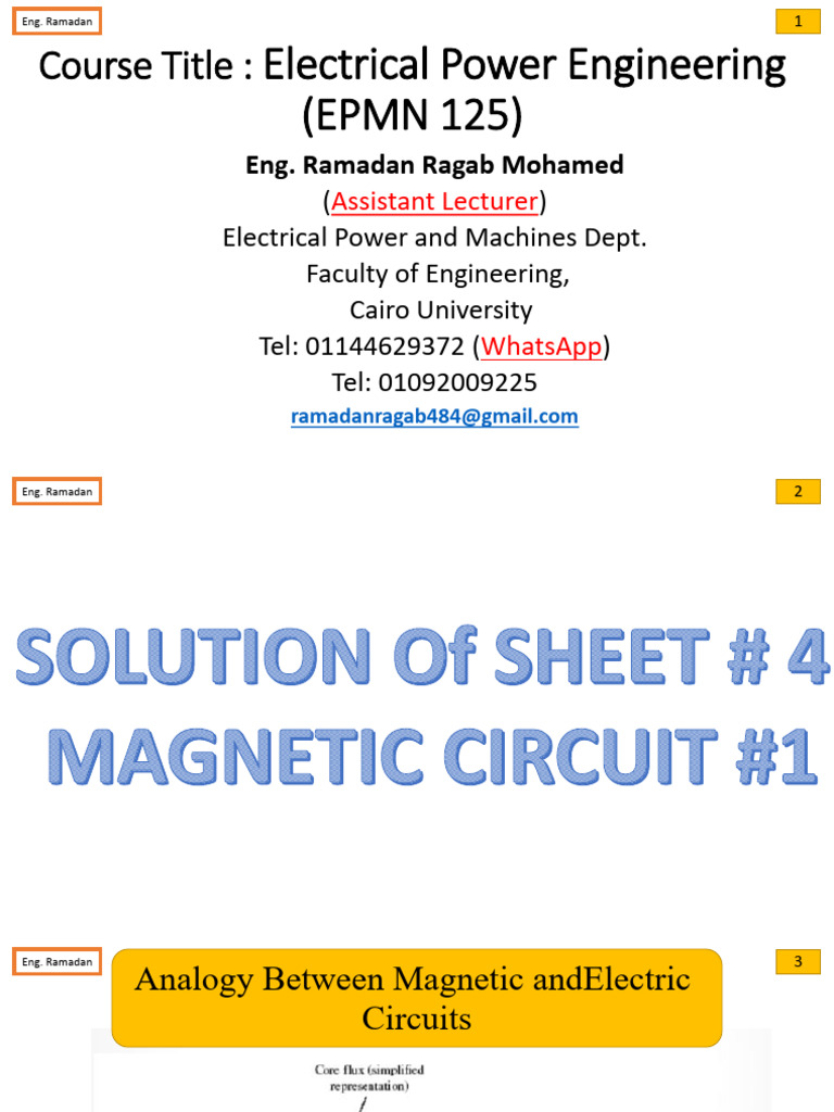 Magnetic Circuit Analysis Solutions | PDF | Inductor | Electromagnetism