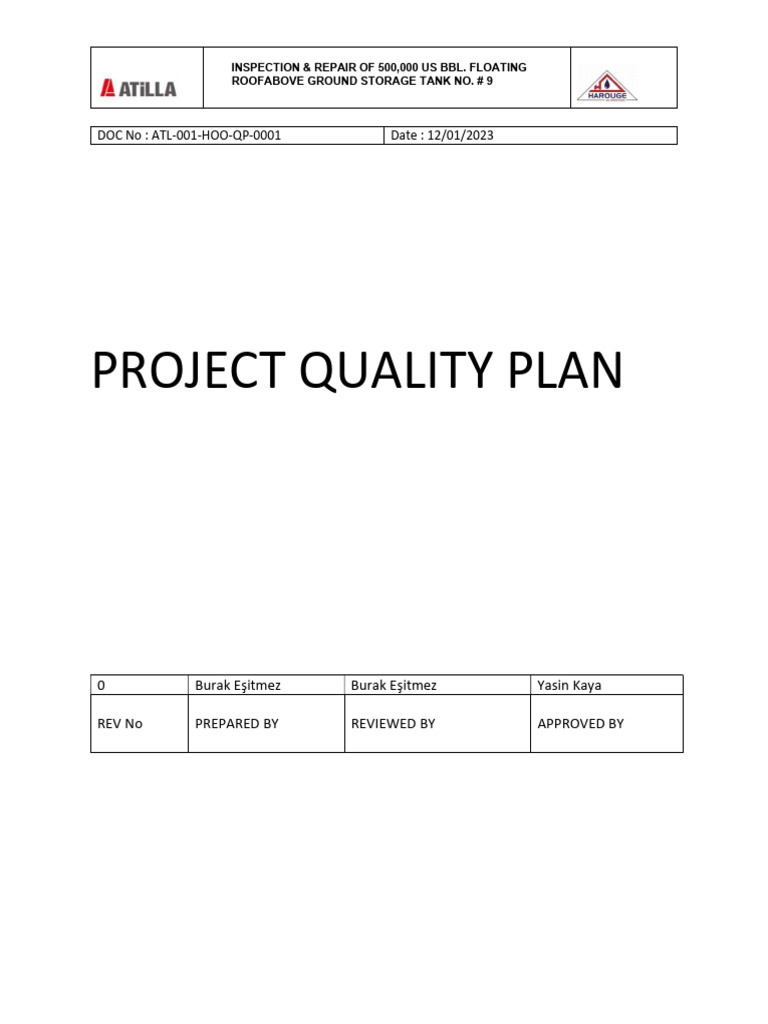 12 - Project Quality Plan RV00 | PDF | Quality Assurance | Audit