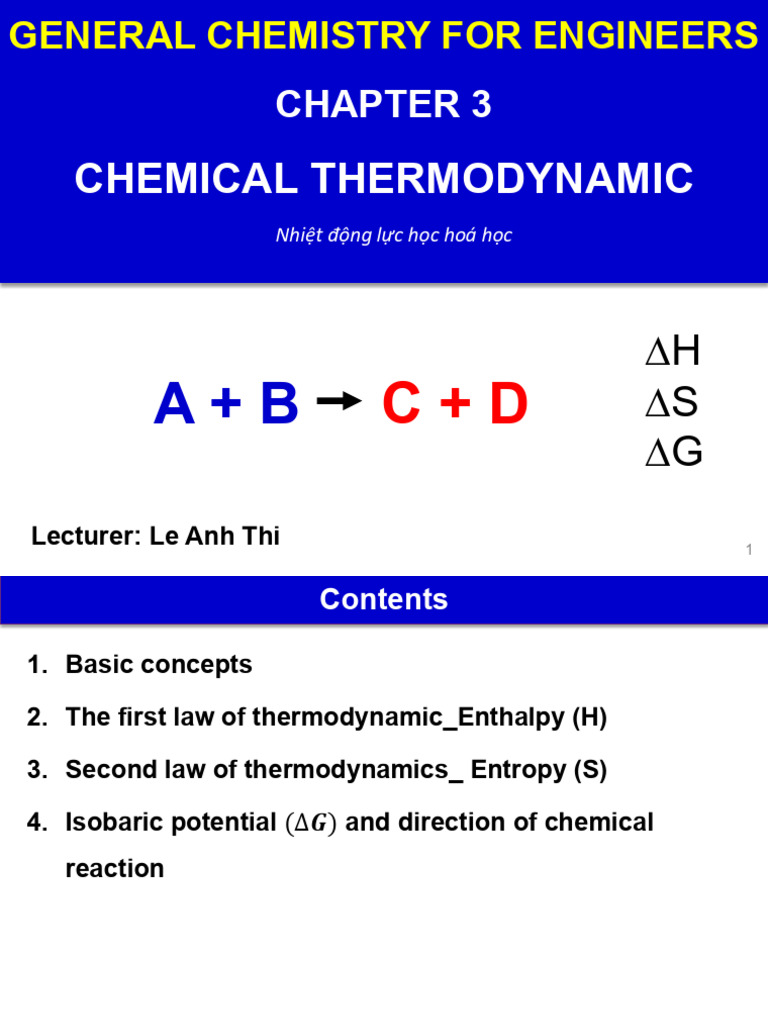 Chapter 3 - Chemical Thermodynamic | PDF | Entropy | Gibbs Free Energy