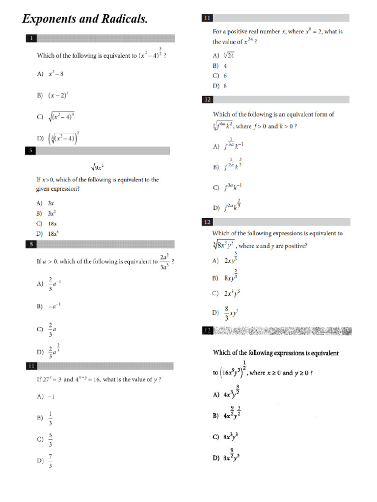 Exponents and Radicals | PDF