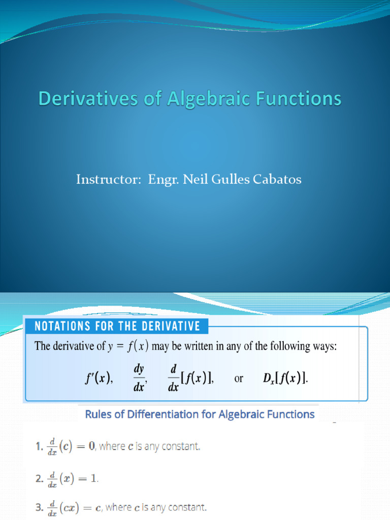 10. Derivatives of Algebraic Function - Copy (1) | PDF
