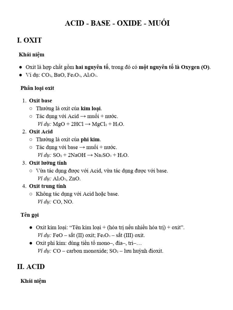 Acid - Base - Oxide - Muối | PDF