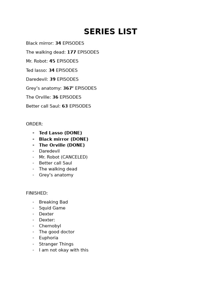 TV Series Episode Count and Status | PDF