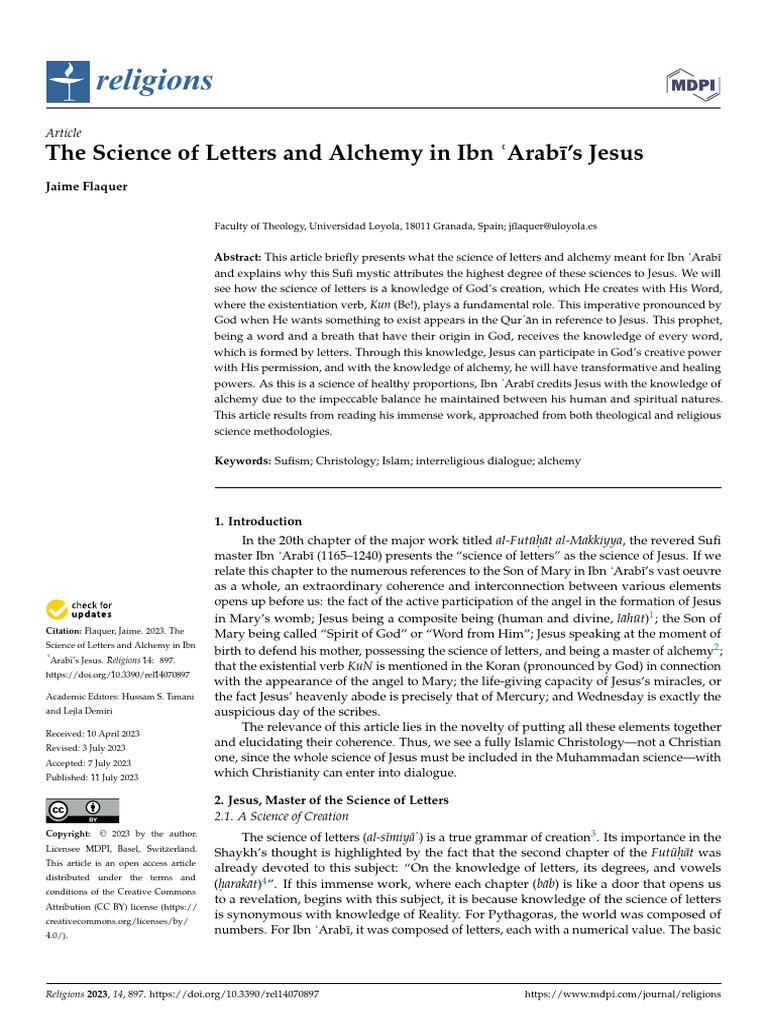 Ibn ʿArabī's Alchemy and Letters Science | PDF | Sufism | Jesus