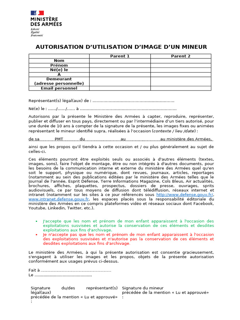 Autorisation d'utilisation d'image mineur | PDF | Informatique | Média ...