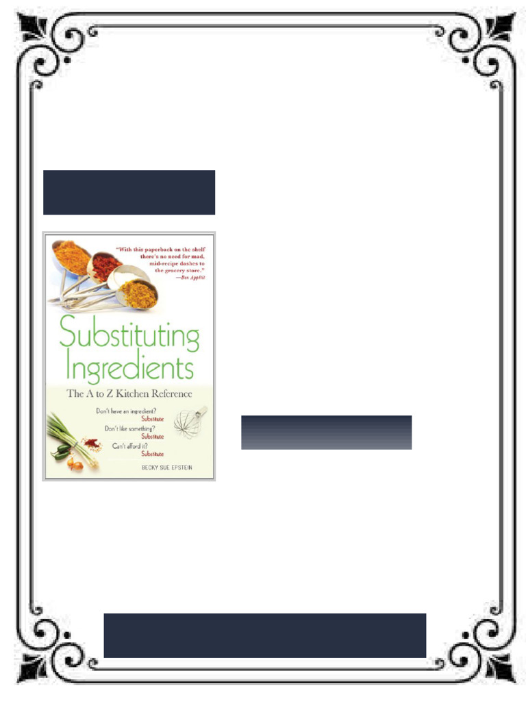 Substituting Ingredients 4E The A to Z Kitchen Reference 4th Edition ...
