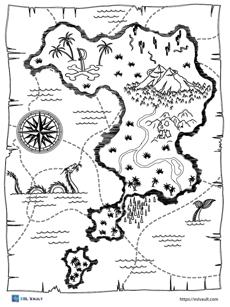 Free Printable Treasure Map Coloring Page | PDF