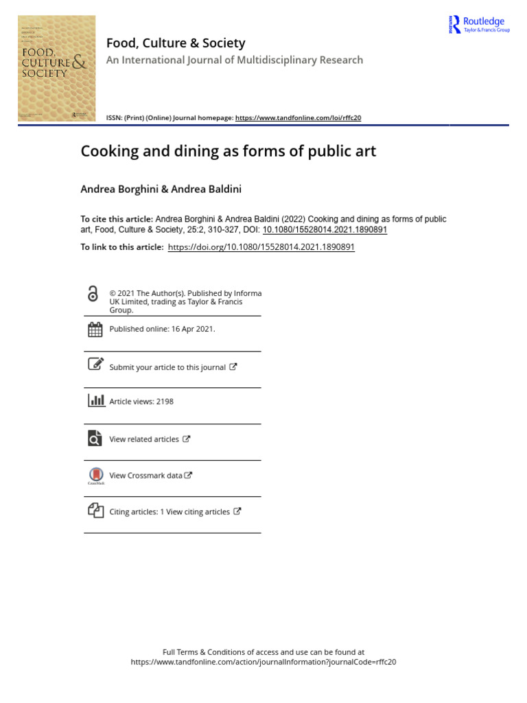 Cooking and dining as forms of public art | PDF | Public Sphere ...