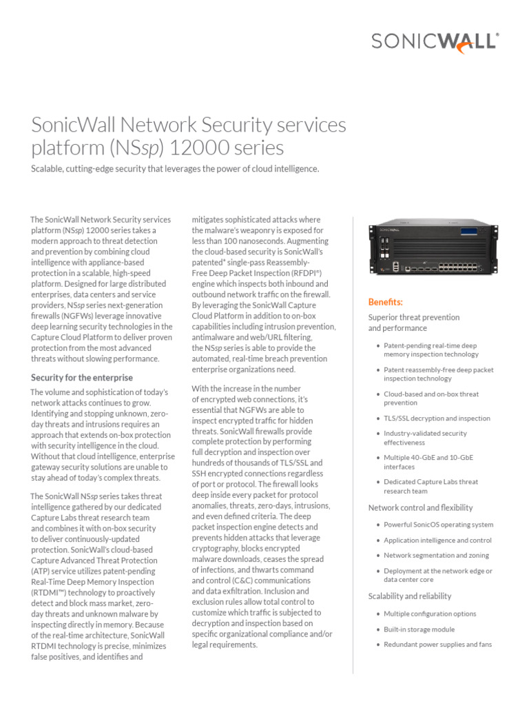 SonicWall NSsp 12000 Series Security Solutions | PDF | Denial Of ...