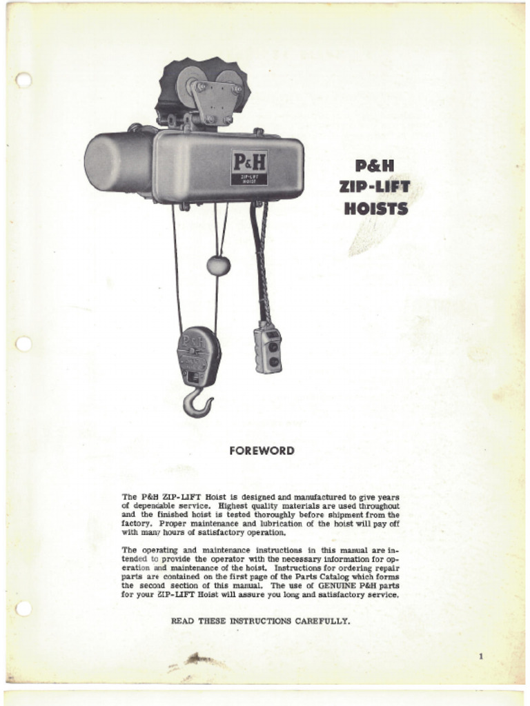 Hoist, Wire Rope, Zip Lift | PDF