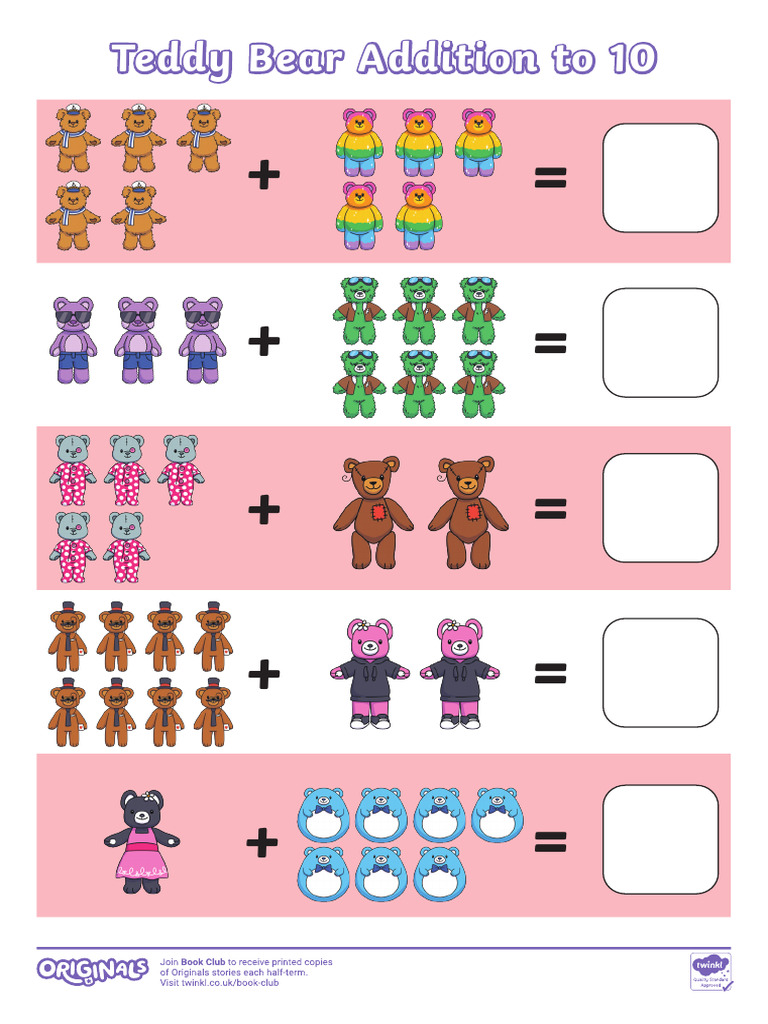 t m 1738052453 Teddy Bear Addition to 10 Worksheet Ver 1 | PDF
