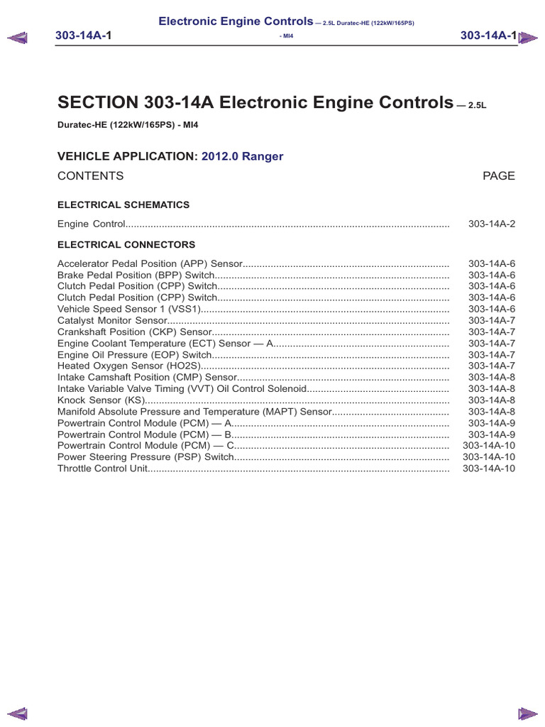 Ford Ranger Wiring Diagrams72 | PDF | Throttle | Vehicles