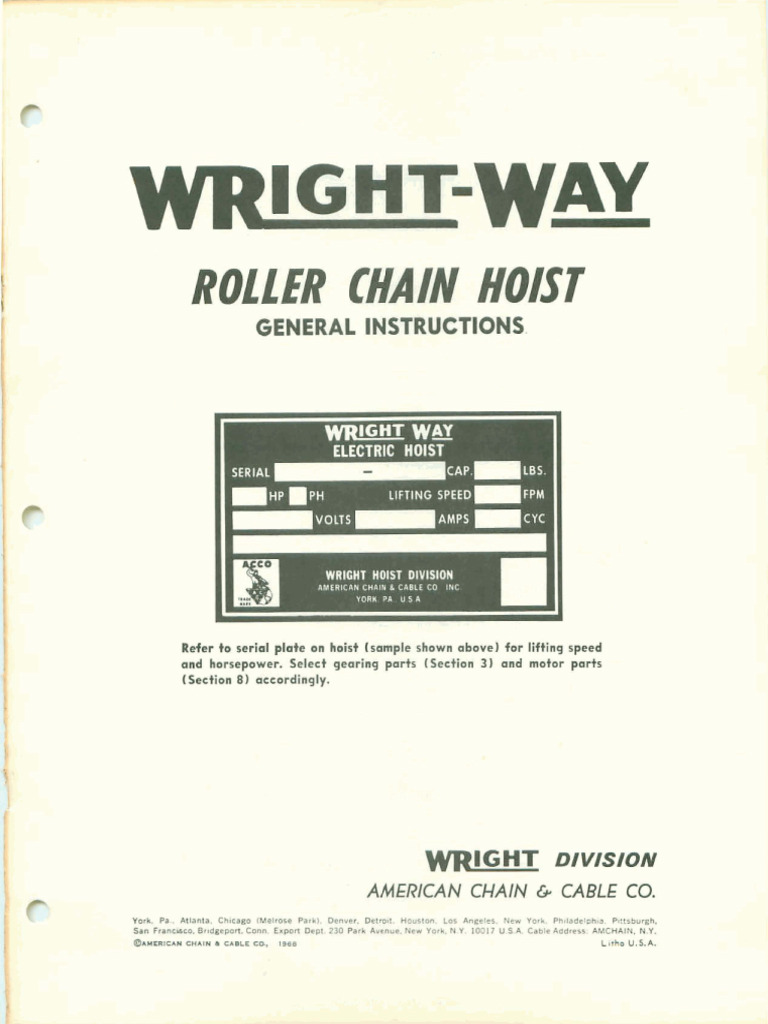 Wright-Way Roller Chain Hoist Guide | PDF | Inductor | Transformer