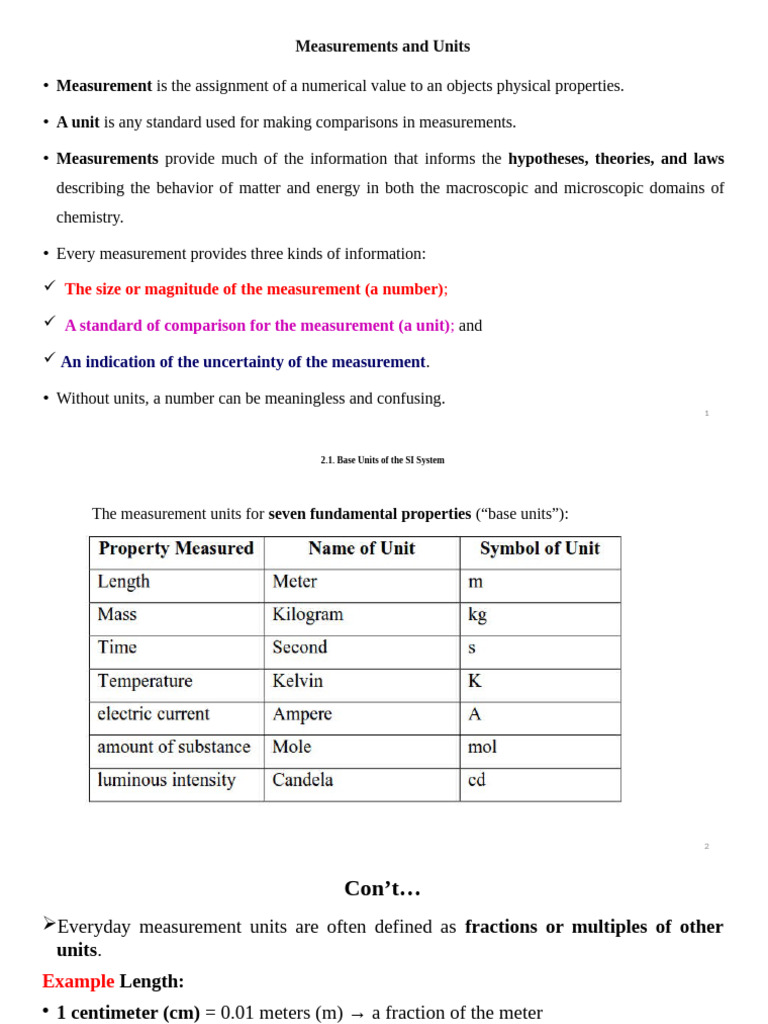 Understanding Measurements and Units in Chemistry | PDF | Significant ...