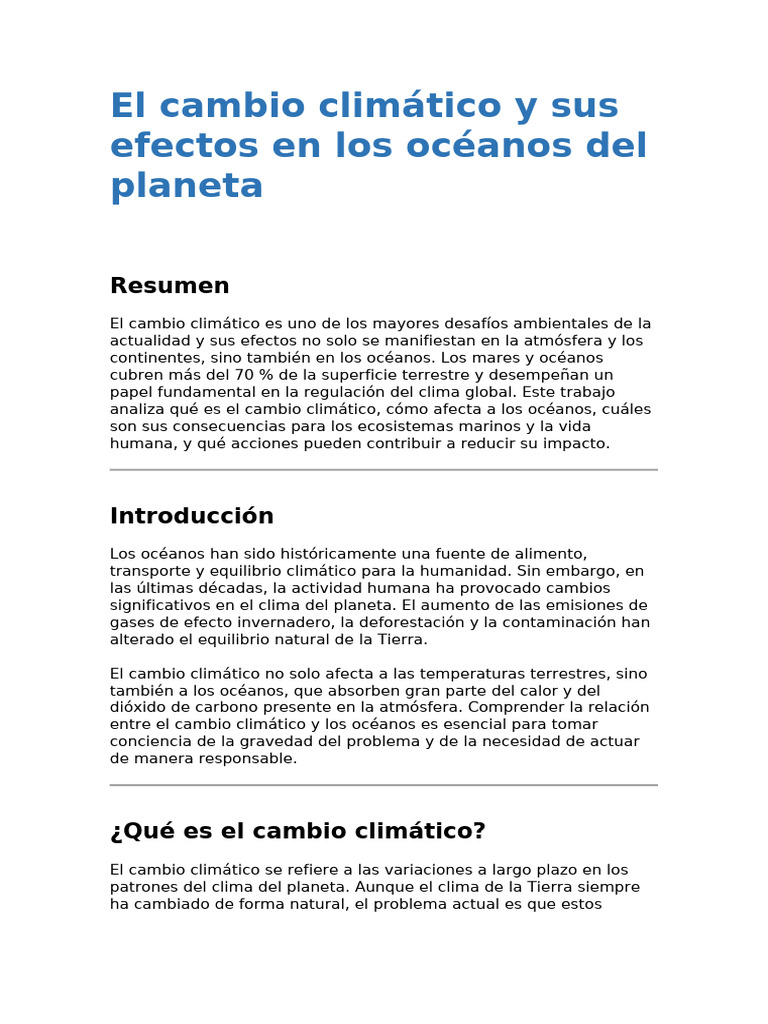 El Cambio Climatico en El Planeta | PDF | Cambio climático | Gases de ...