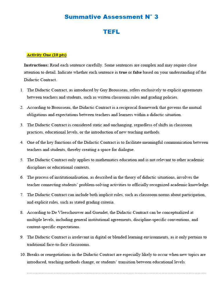 Understanding the Didactic Contract in TEFL | PDF | Teachers | Learning
