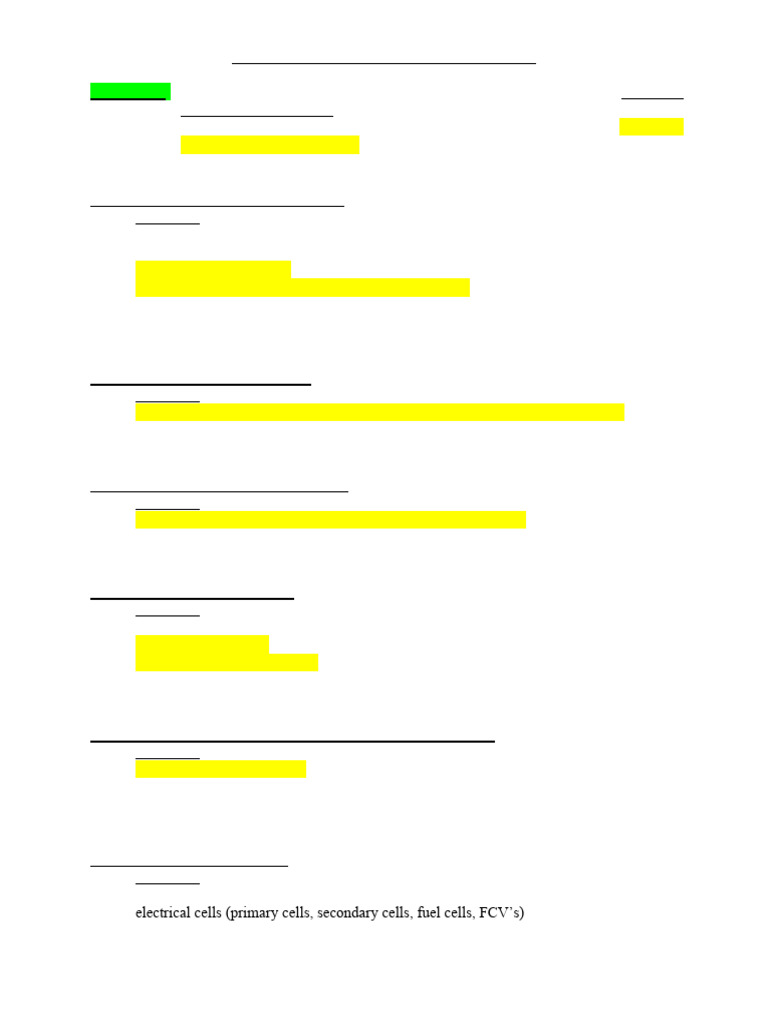 SNC 1W1 Electricity Study Sheet Guide | PDF | Voltage | Electricity