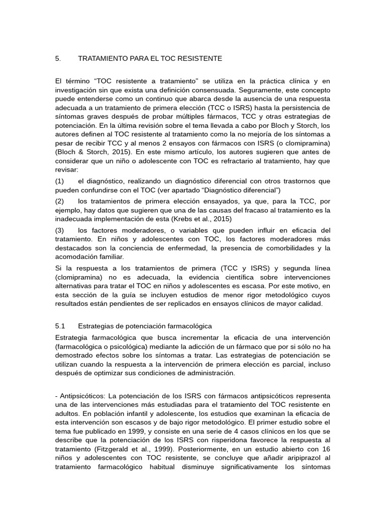 Tratamiento TOC Resistente Guia de Salud | PDF | Desorden obsesivo compulsivo | Inhibidor ...