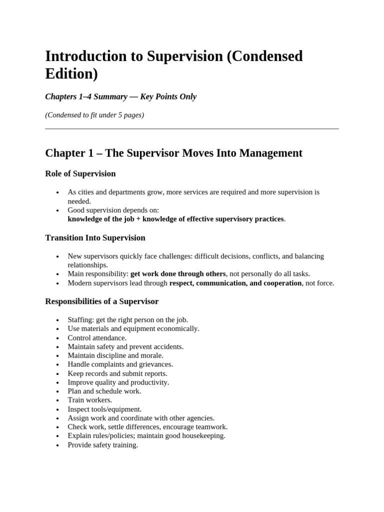 Key Points on Supervision Essentials | PDF | Leadership | Communication