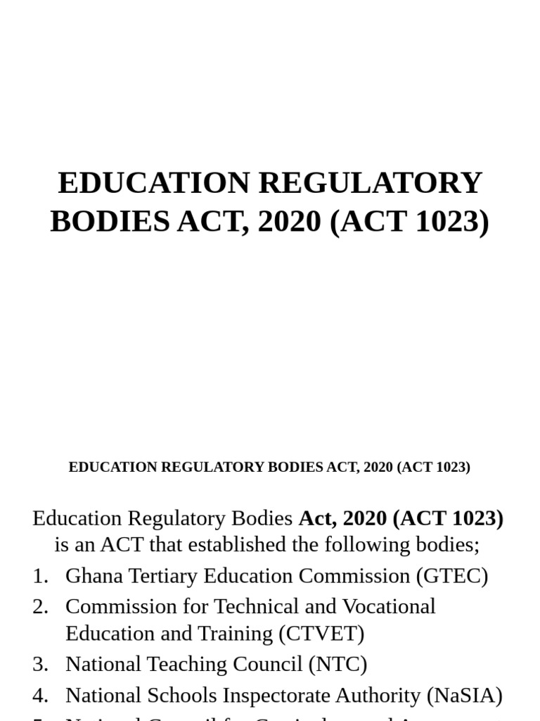 Ghana Education Regulatory Bodies Act 2020 | PDF | Vocational Education ...
