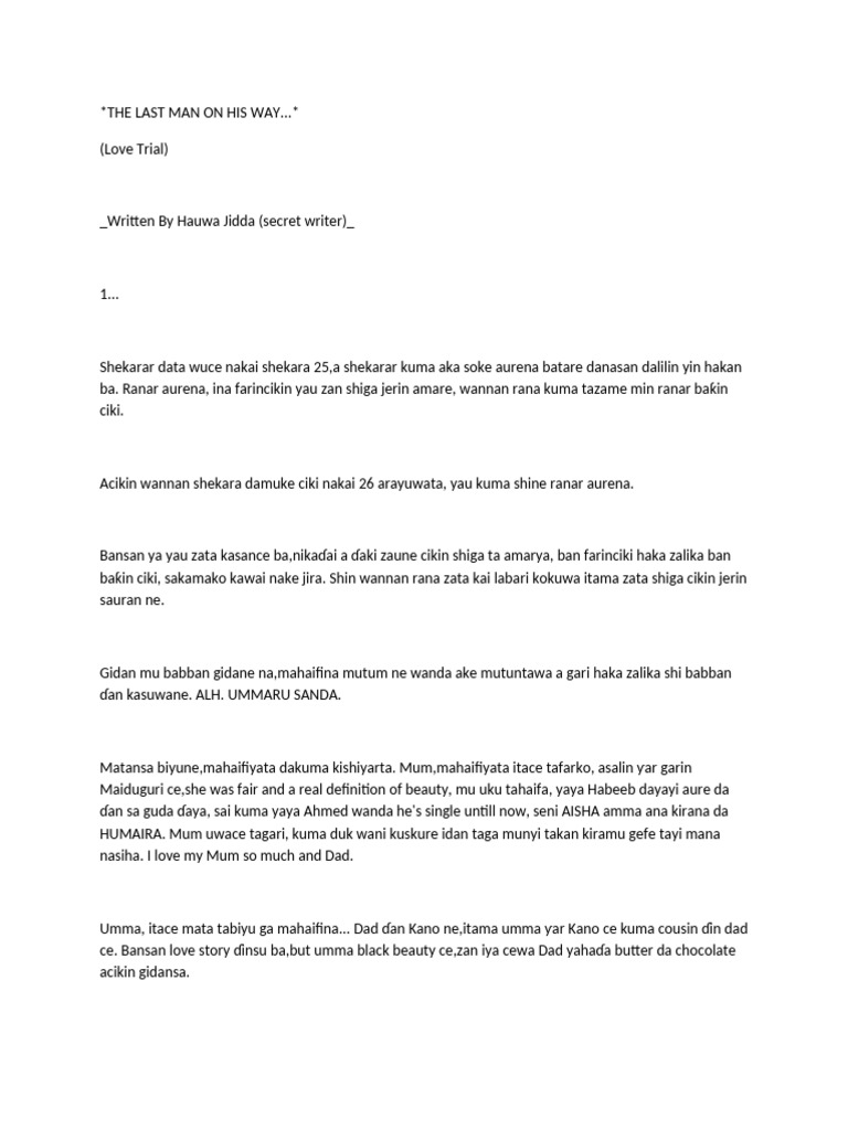 The Last Man on His Way- By Hauwa(Secretwriter)-Wps Office | PDF