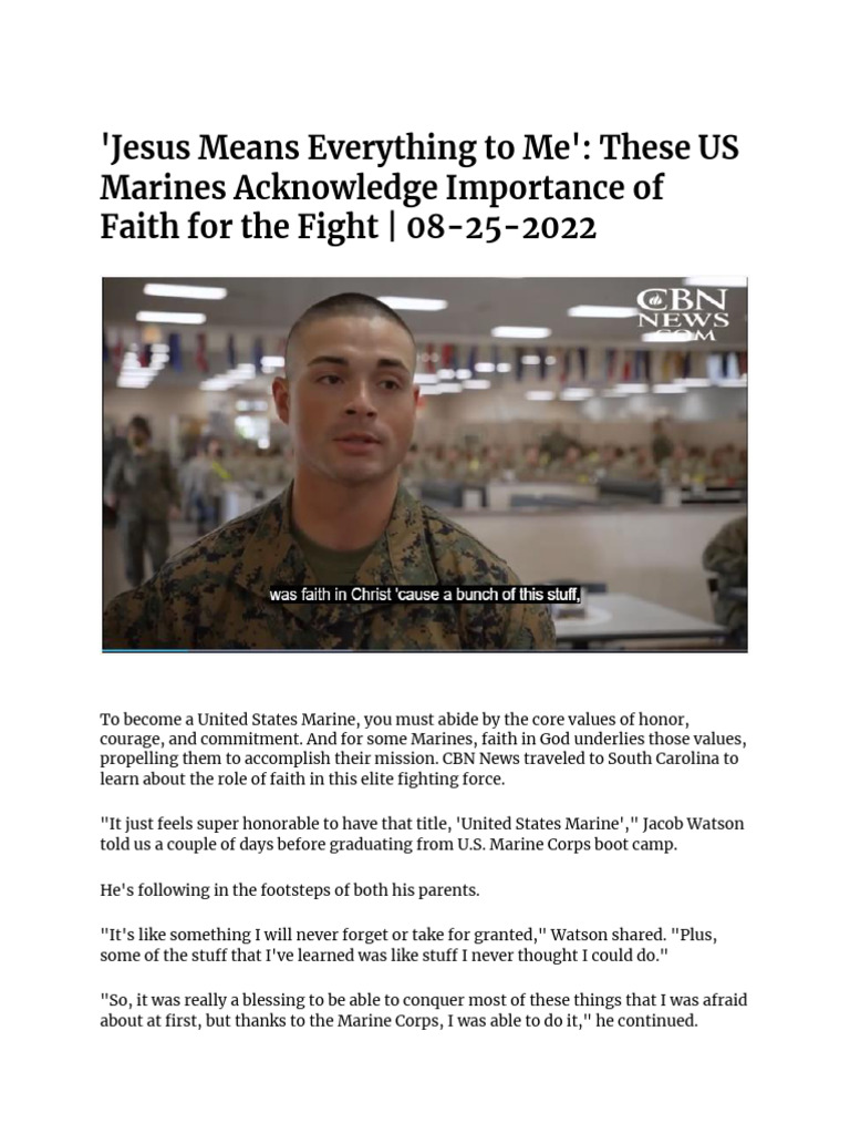 Jesus Means Everything to Me - These US Marines Acknowledge Importance ...