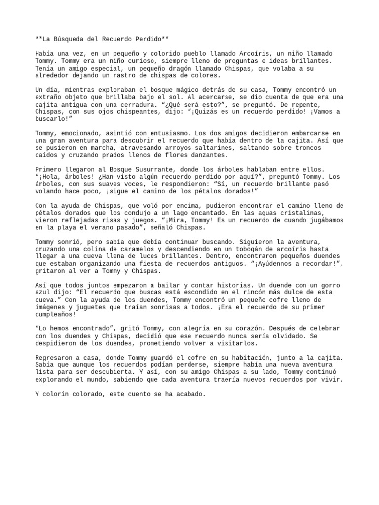 La Búsqueda Del Recuerdo Perdido | PDF