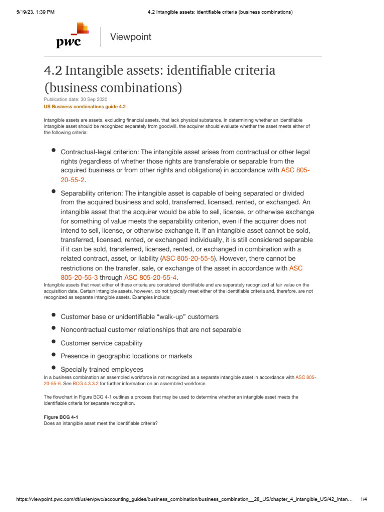 4.2 Intangible Assets - Identifiable Criteria (Business Combinations ...