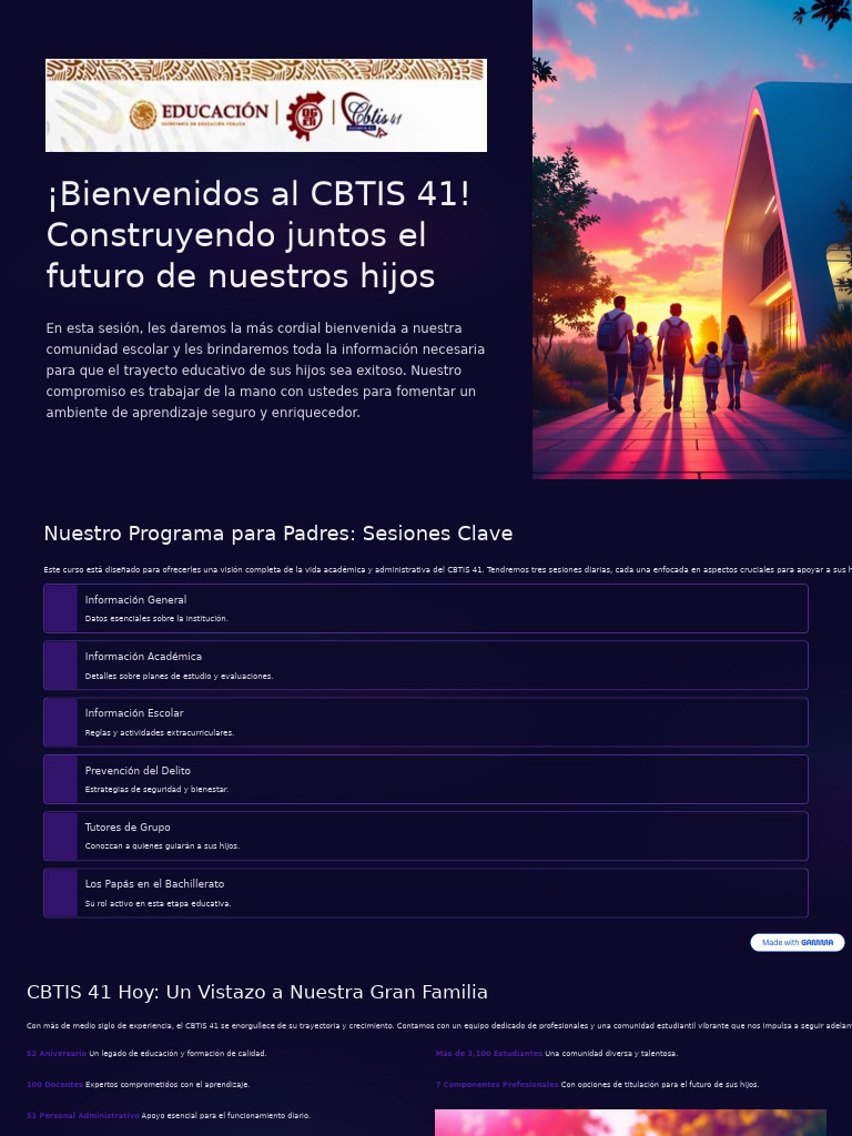 Bienvenida y Programa para Padres CBTIS 41 | PDF