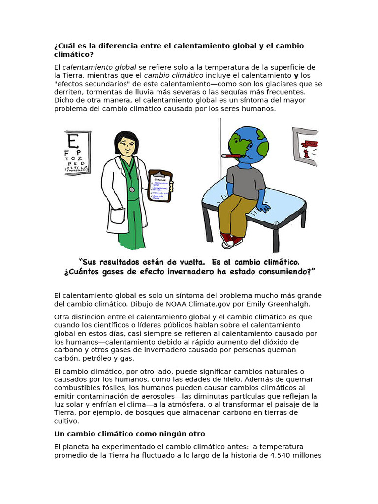 Diferencias entre calentamiento global y cambio climático | PDF ...