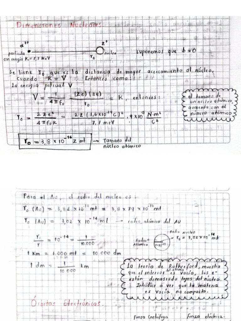 Dimensiones Nucleares y Órbitas e | PDF