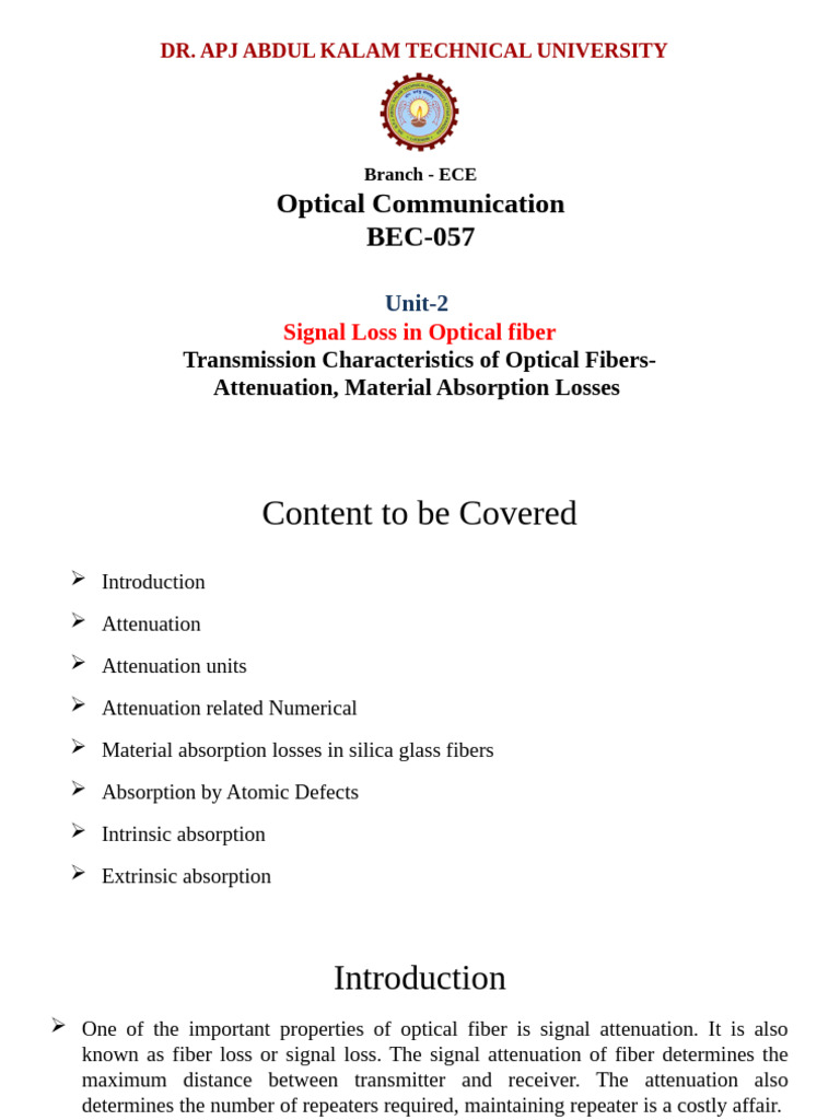Signal Loss in Optical Fibers Explained | PDF | Optical Fiber | Attenuation