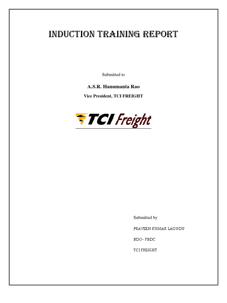 Tci Training Report | PDF | Cargo | Consumer Goods