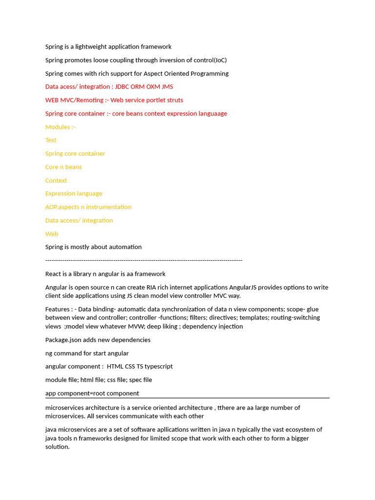 Spring Is A Lightweight Application Framework | PDF