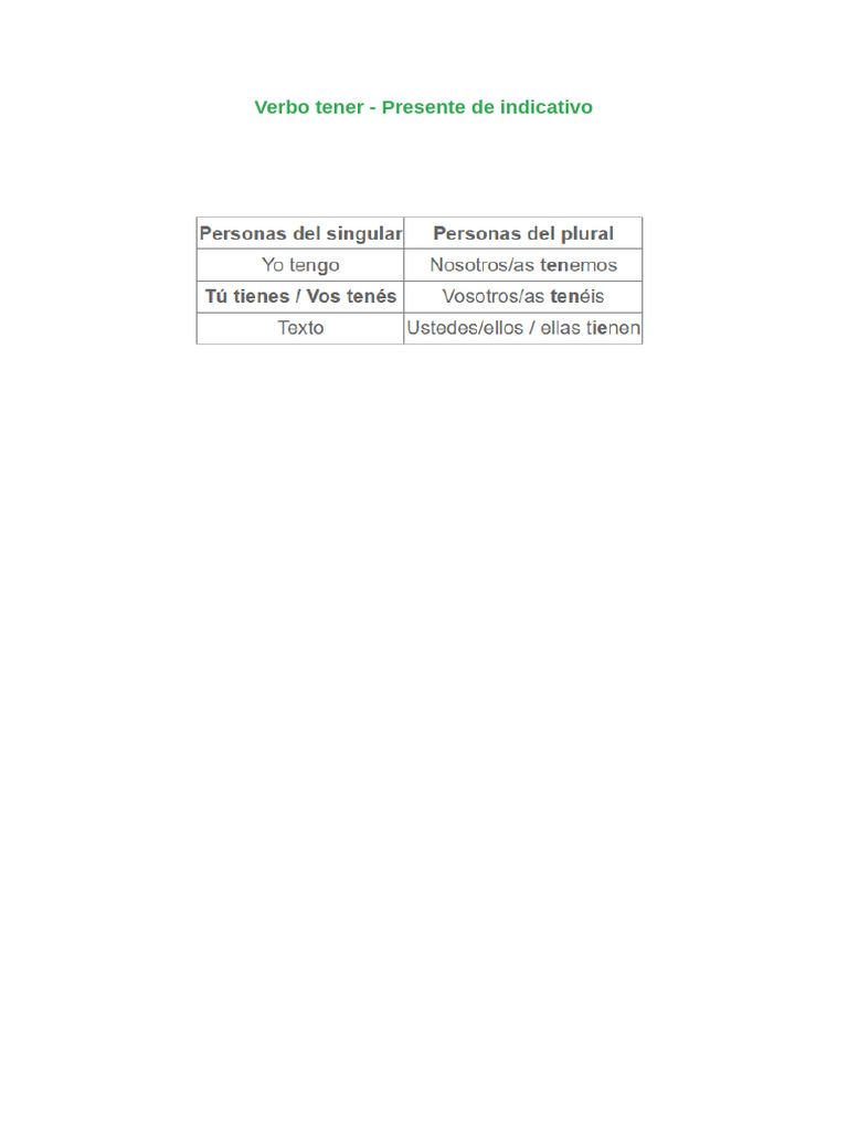 Verbo Tener | PDF